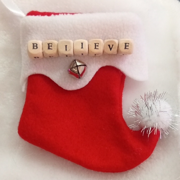 Handmade | Holiday | Festive Red Stocking With Bell And Blocks | Poshmark